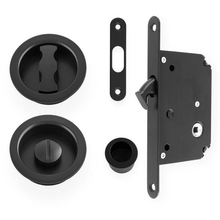 Radius Sliding Door Lock Set - Black